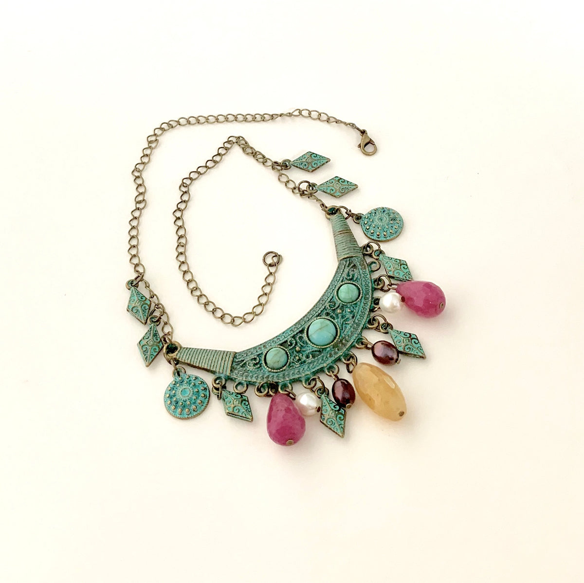ANTIQUE BRASS JADE NECKLACE – injijewelry